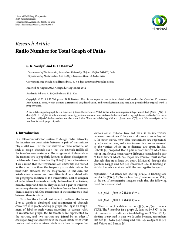 (PDF) Radio Number for Total Graph of Paths