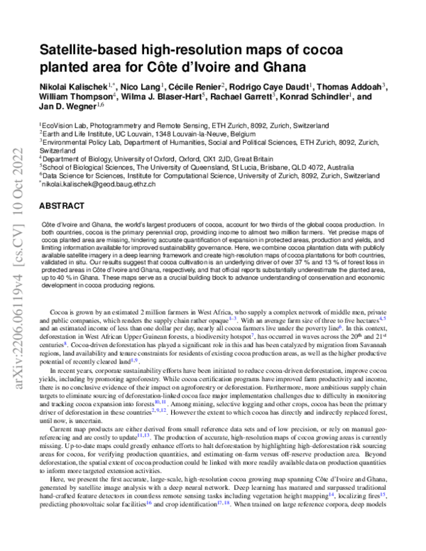 (PDF) Satellite-based high-resolution maps of cocoa for C\^ote d'Ivoire ...