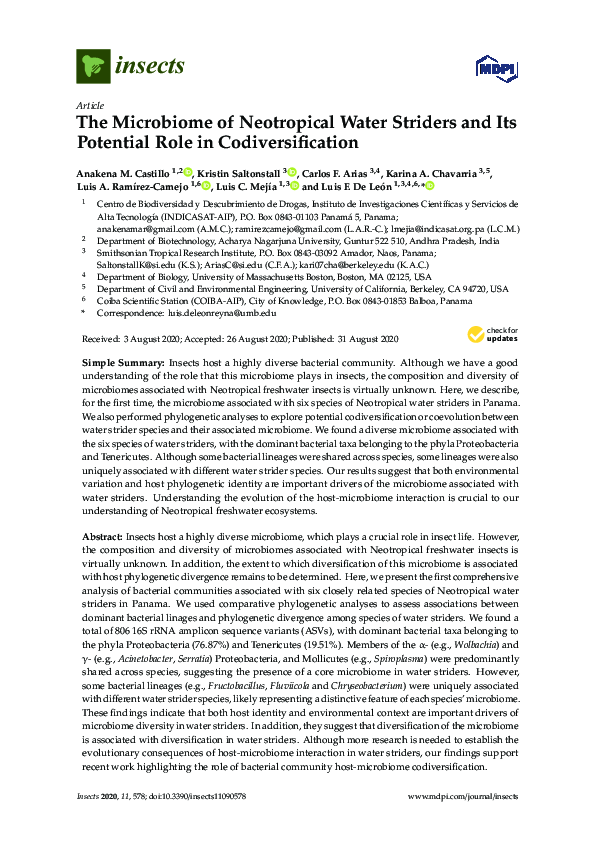 (PDF) The Microbiome of Neotropical Water Striders and Its Potential Role in Codiversification