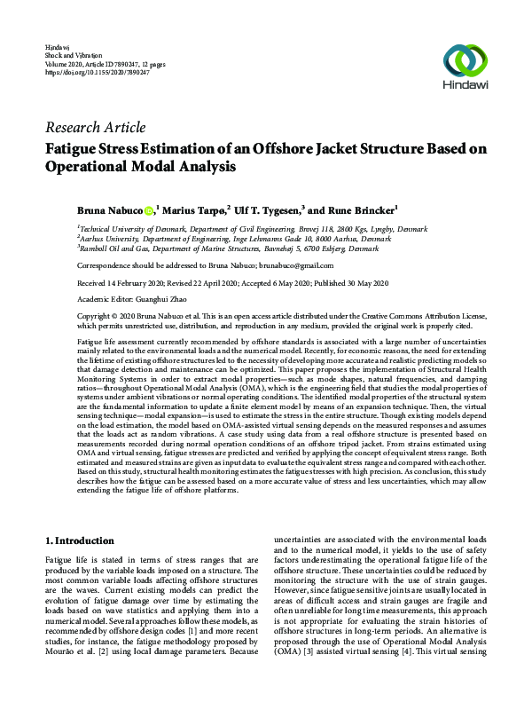 (PDF) Fatigue Stress Estimation of an Offshore Jacket Structure Based ...