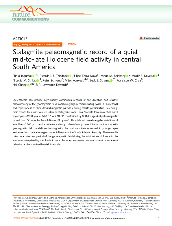(PDF) Stalagmite paleomagnetic record of a quiet mid-to-late Holocene ...