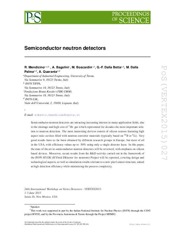 (PDF) Semiconductor neutron detectors
