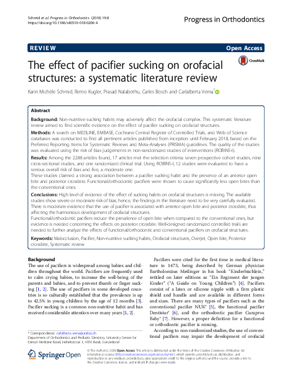 (PDF) The effect of pacifier sucking on orofacial structures: a ...