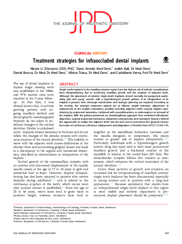 (PDF) Treatment strategies for infraoccluded dental implants