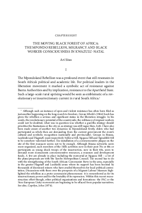 (PDF) The Moving Black Forest of Africa: The Mpondo Rebellion, Migrancy ...