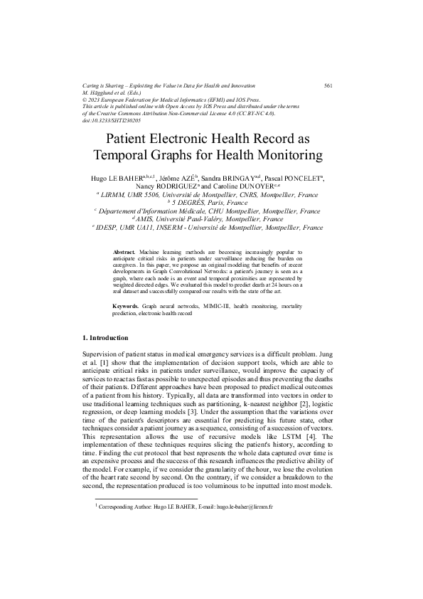 (PDF) Patient Electronic Health Record as Temporal Graphs for Health ...