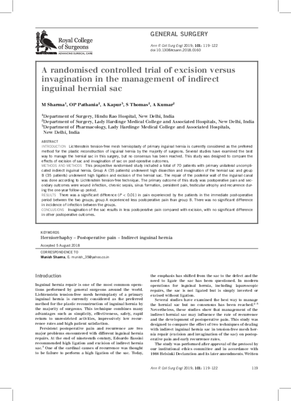(PDF) A randomised controlled trial of excision versus invagination in ...