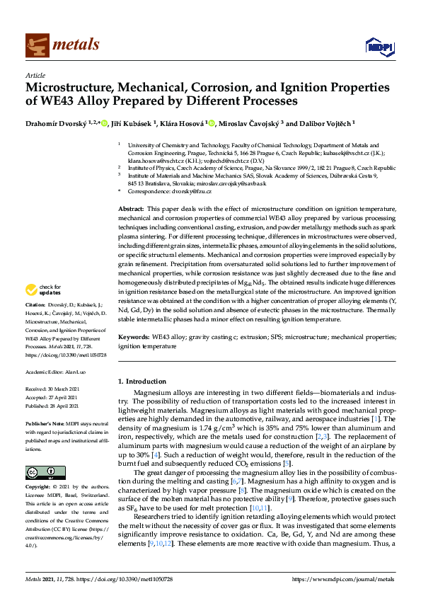 (PDF) Microstructure, Mechanical, Corrosion, and Ignition Properties of WE43 Alloy Prepared by ...
