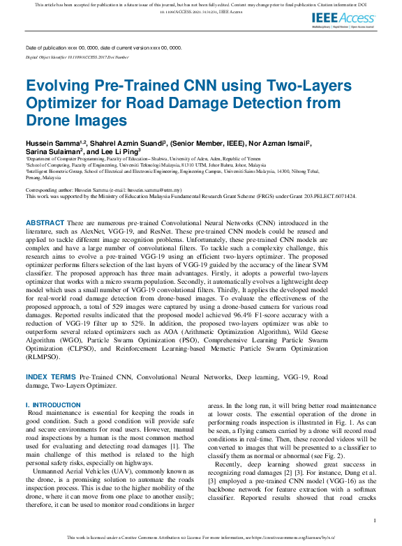 (PDF) Evolving Pre-Trained CNN Using Two-Layers Optimizer for Road Damage Detection From Drone ...