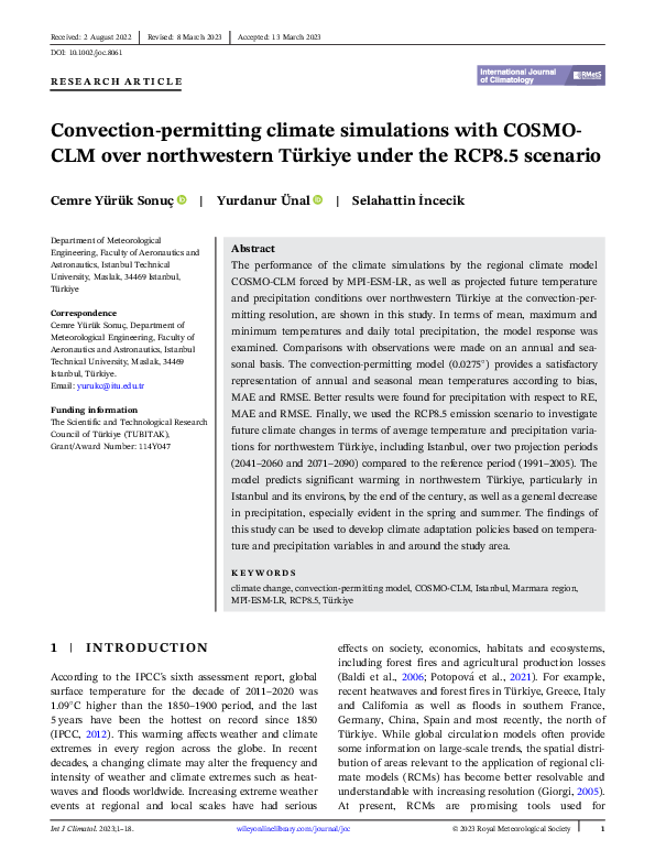 (PDF) Climate Projections for Northwestern Türkiye: COSMO-CLM RCP8.5
