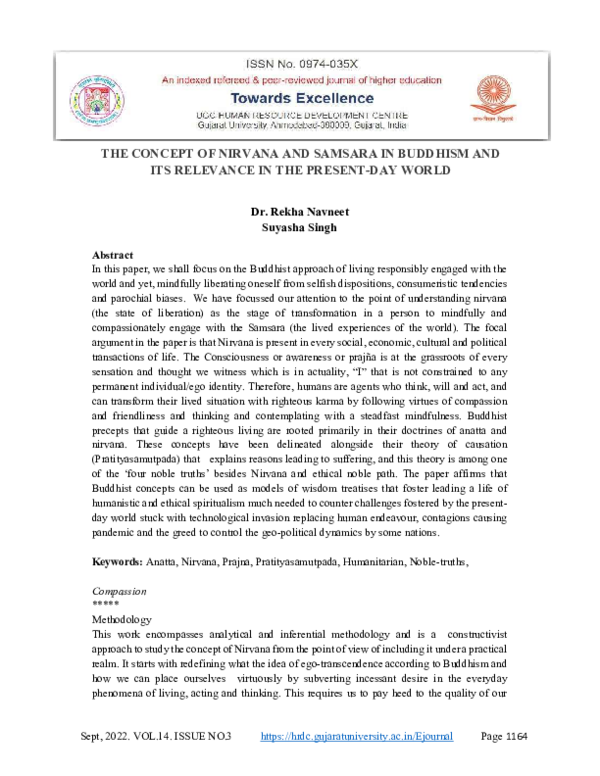 (PDF) The Concept of Nirvana and Samsara in Buddhism and Its Relevance ...