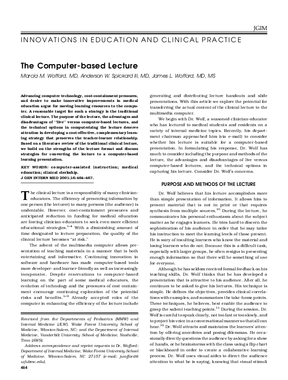 (PDF) The computer-based lecture