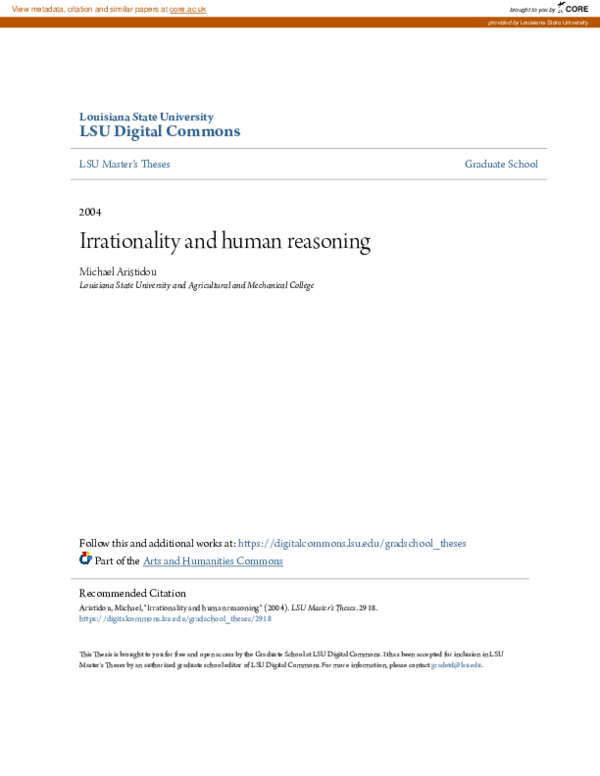 (PDF) Irrationality and human reasoning