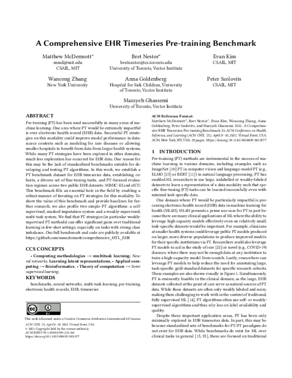 (PDF) A comprehensive EHR timeseries pre-training benchmark