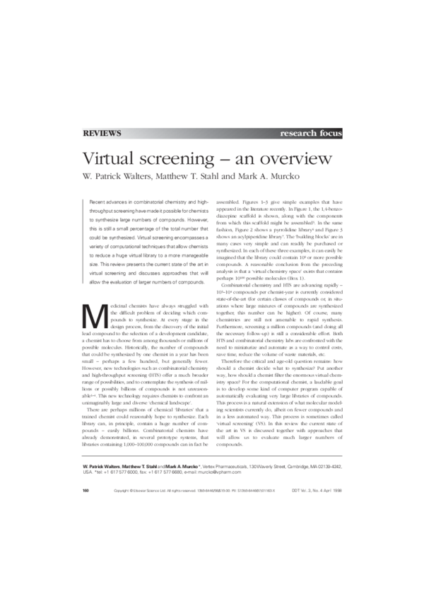 (PDF) Virtual screening—an overview