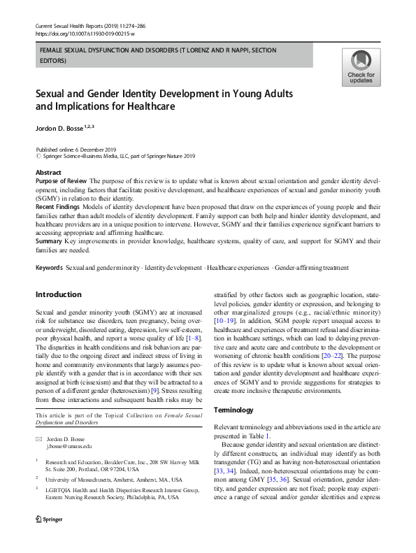 (PDF) Sexual and Gender Identity Development in Young Adults and ...