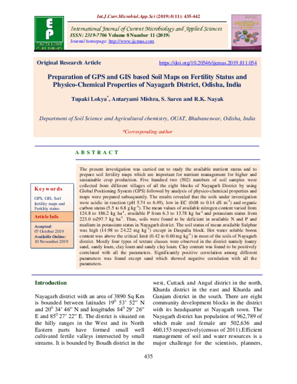 (PDF) Preparation of GPS and GIS based Soil Maps on Fertility Status ...