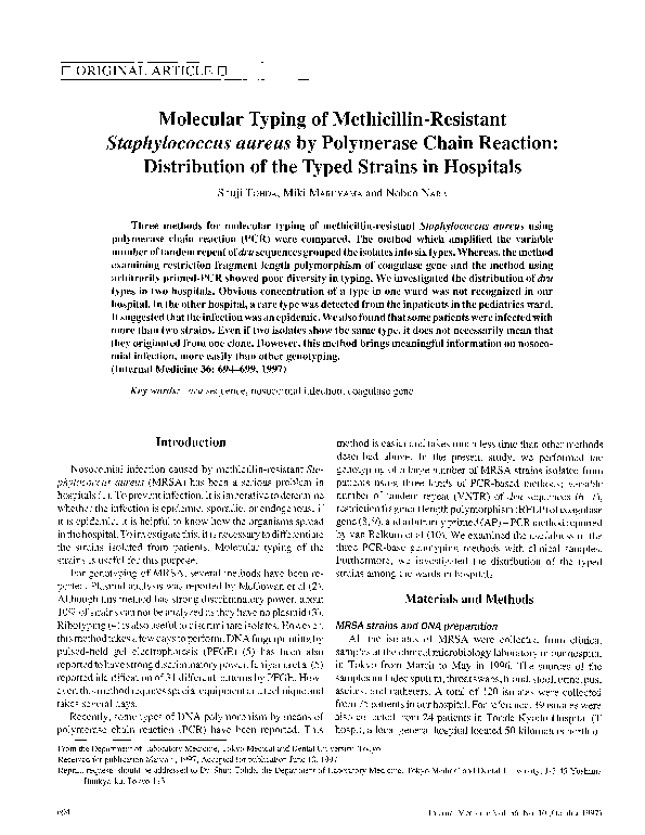 Pdf Molecular Typing Of Methicillin Resistant Staphylococcus Aureus By Pulsed Field Gel