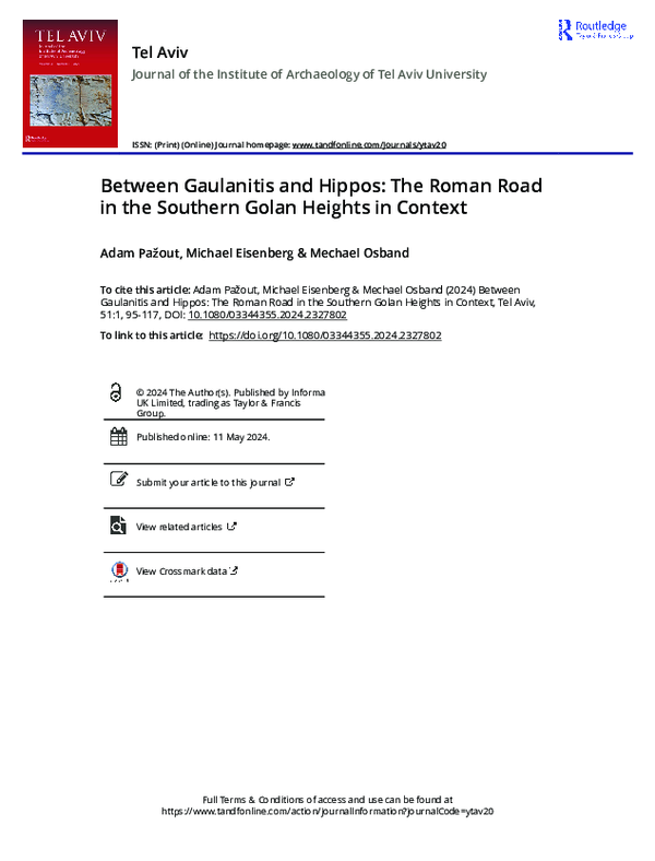(PDF) Between Gaulanitis and Hippos: The Roman Road in the Southern ...
