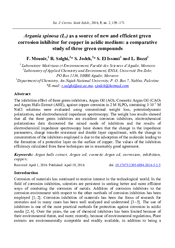 (PDF) Argania spinosa (L.) as a source of new and efficient green ...