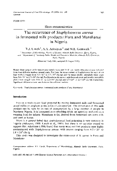 (PDF) The occurrence of Staphylococcus aureus in fermented milk ...