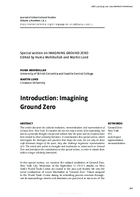 (PDF) Introduction: Imagining Ground Zero