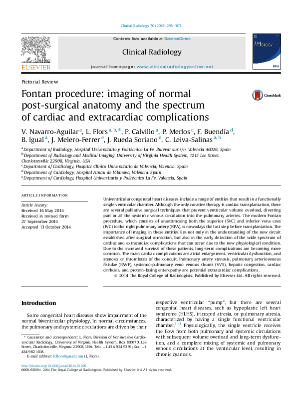 (PDF) Fontan procedure: imaging of normal post-surgical anatomy and the ...