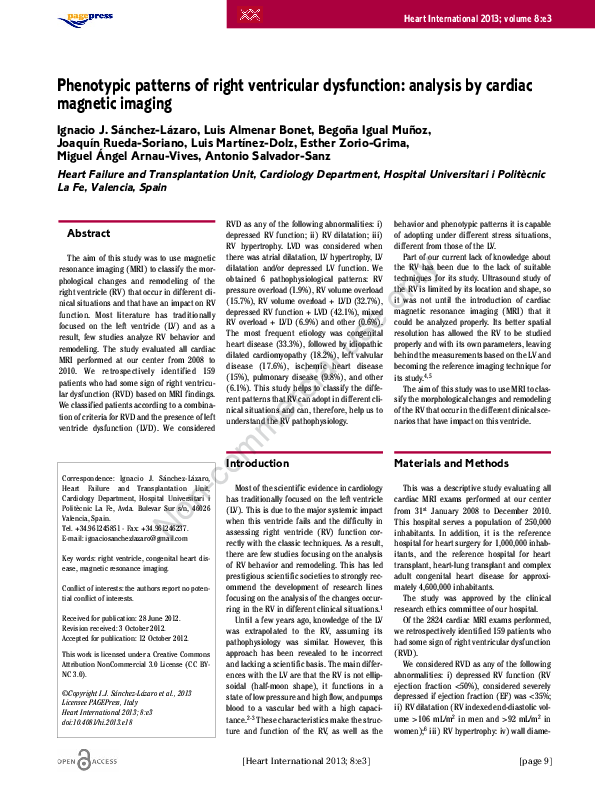(PDF) Phenotypic patterns of right ventricular dysfunction: analysis by ...