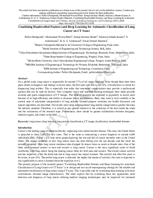 (PDF) Combining Handcrafted Features and Deep Learning for Automatic Classification of Lung ...