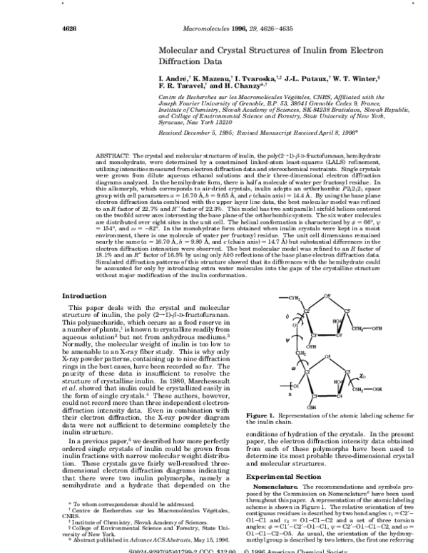 (PDF) Molecular and Crystal Structures of Inulin from Electron Diffraction Data