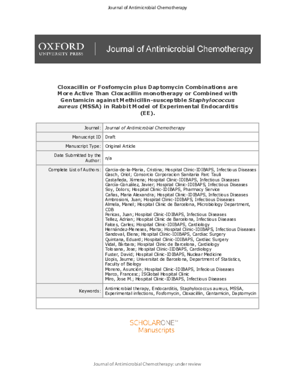 (PDF) Cloxacillin or fosfomycin plus daptomycin combinations are more ...