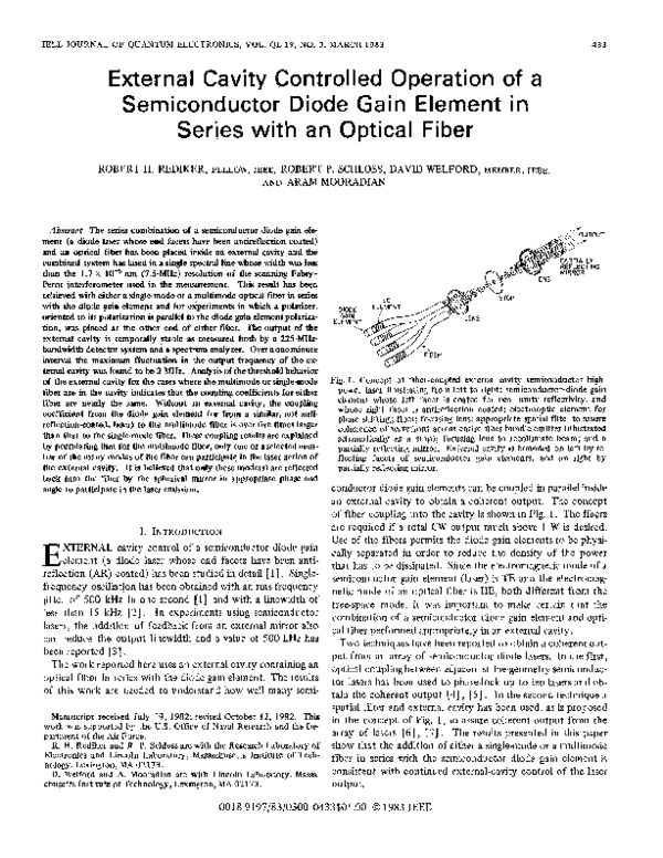 (PDF) External cavity controlled operation of a semiconductor diode gain element in series with ...