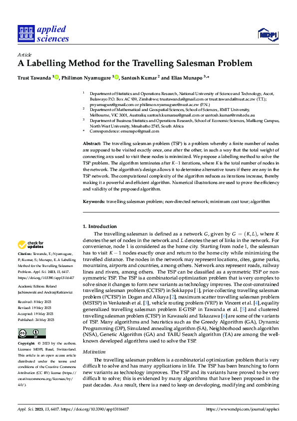 (PDF) A Labelling Method for the Travelling Salesman Problem