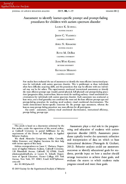 (PDF) Assessment to identify learner‐specific prompt and prompt‐fading ...