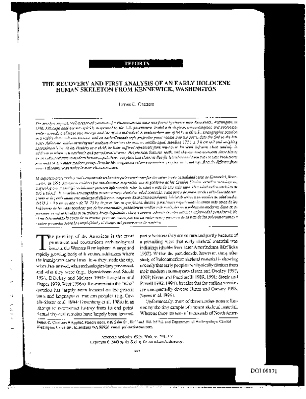 (PDF) The Recovery and First Analysis of an Early Holocene Human ...