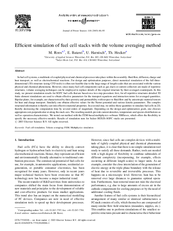 (PDF) Efficient simulation of fuel cell stacks with the volume ...