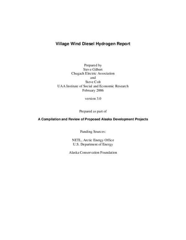 (PDF) Village Wind Diesel Hydrogen Report