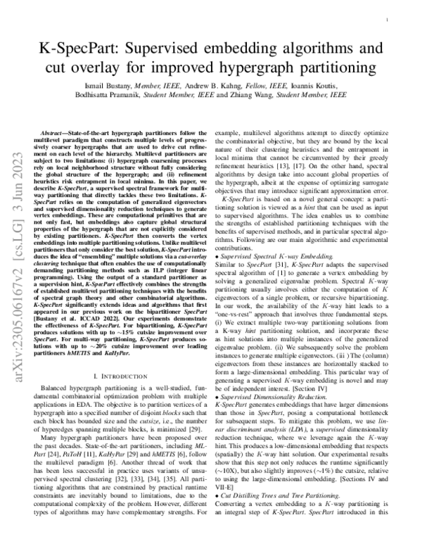 (PDF) K-SpecPart: Supervised embedding algorithms and cut overlay for improved hypergraph ...