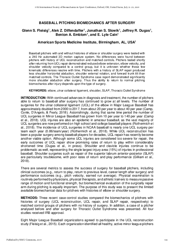 (PDF) Baseball Pitching Biomechanics After Surgery