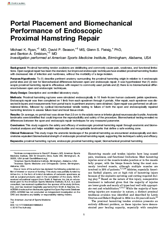 (PDF) Portal Placement and Biomechanical Performance of Endoscopic ...