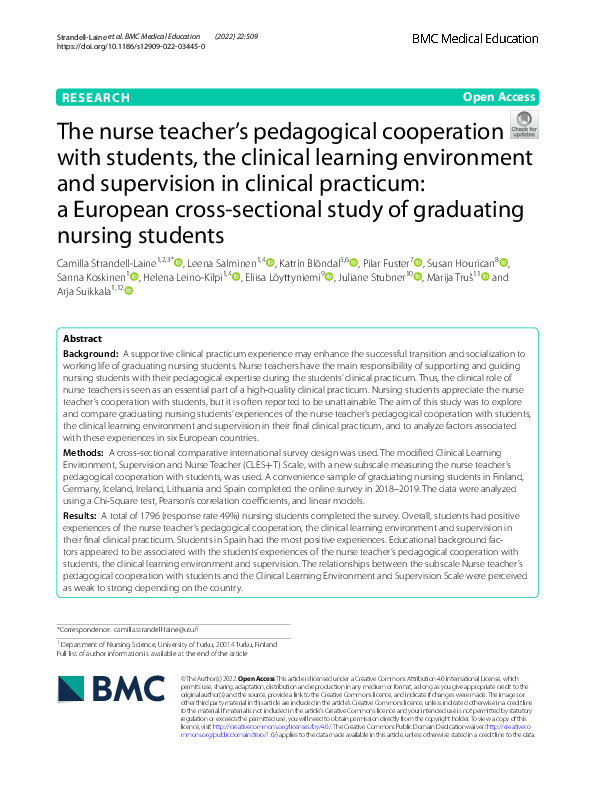 (PDF) The nurse teacher’s pedagogical cooperation with students, the clinical learning ...
