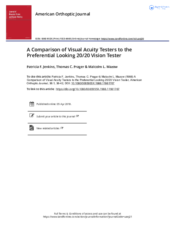 (PDF) A Comparison of Visual Acuity Testers to the Preferential Looking ...