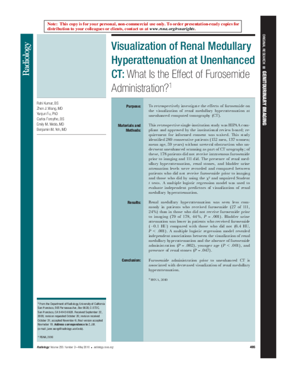 (PDF) Visualization of Renal Medullary Hyperattenuation at Unenhanced ...
