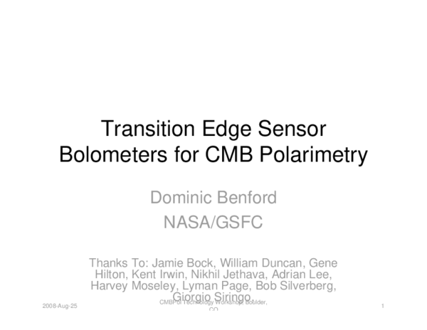(PDF) Transition edge sensor bolometers for CMB polarimetry