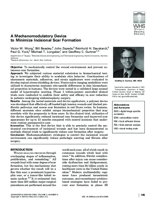 (PDF) A Mechanomodulatory Device to Minimize Incisional Scar Formation