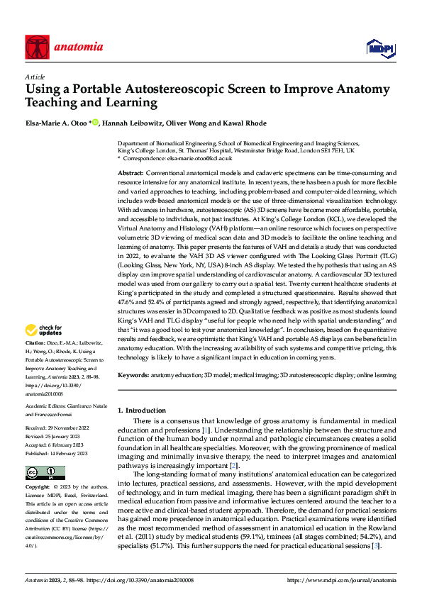 (PDF) Using a Portable Autostereoscopic Screen to Improve Anatomy ...
