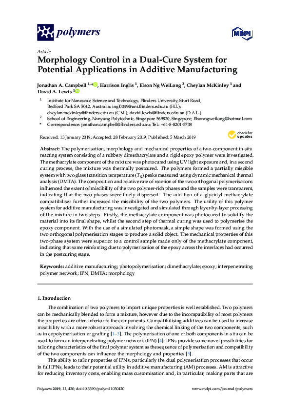 (PDF) Morphology Control in a Dual-Cure System for Potential ...