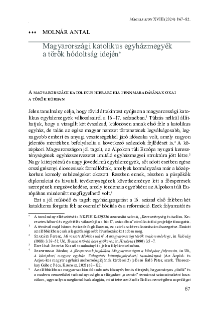 (PDF) Magyarországi katolikus egyházmegyék a török hódoltság idején ...