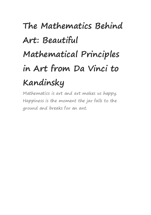 (PDF) MATHEMATICS IN ART