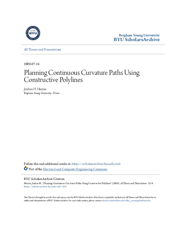 (PDF) Planning Continuous Curvature Paths Using Constructive Polylines